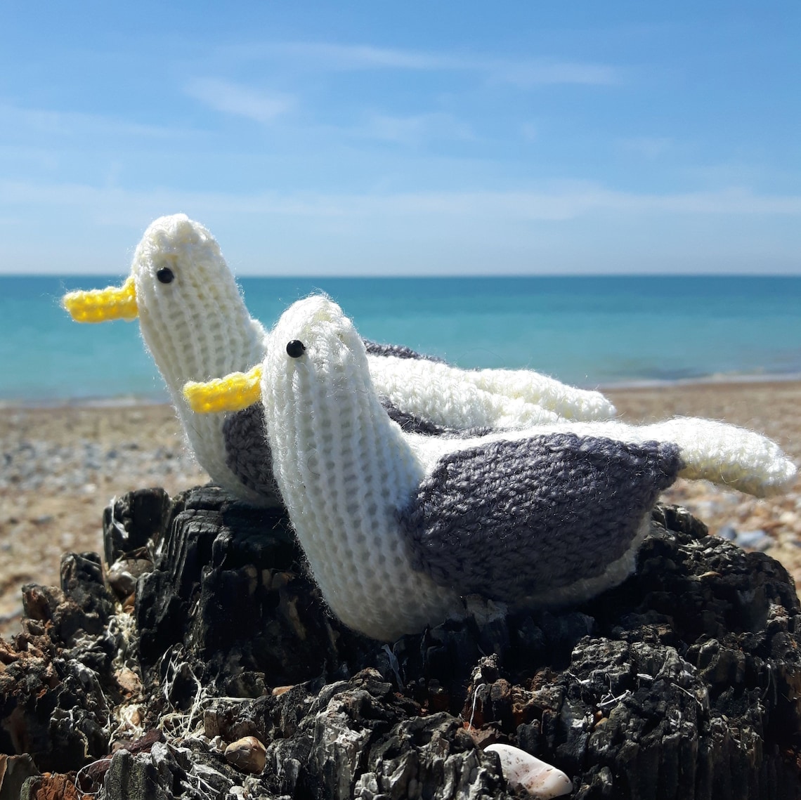 Jeff the Seagull Knitting Pattern - Small Herring Gull Knitting Pattern ...