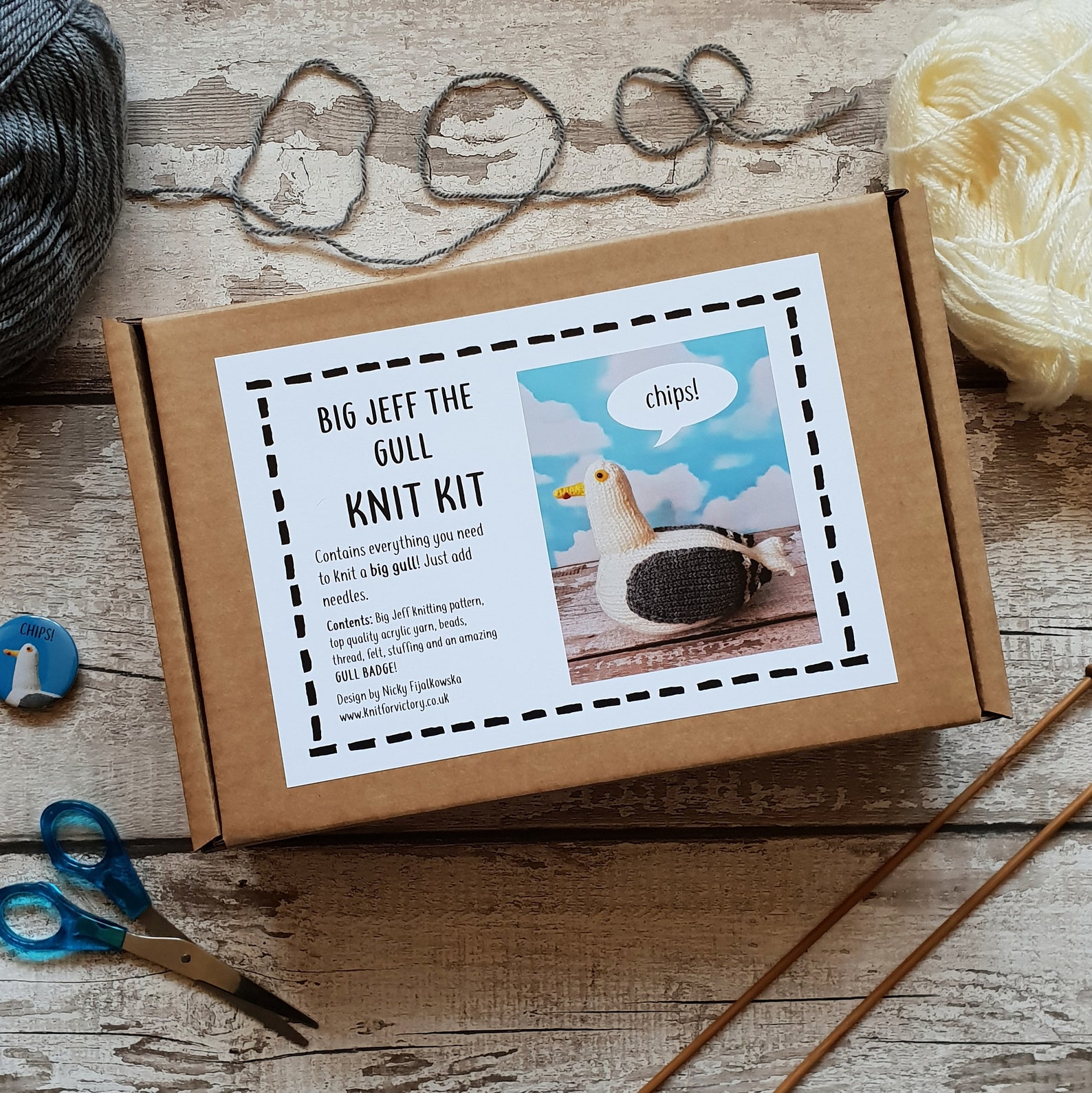 Big Jeff the Gull Knit Kit Seagull Knitting Pattern Kit Knit a Cute ...