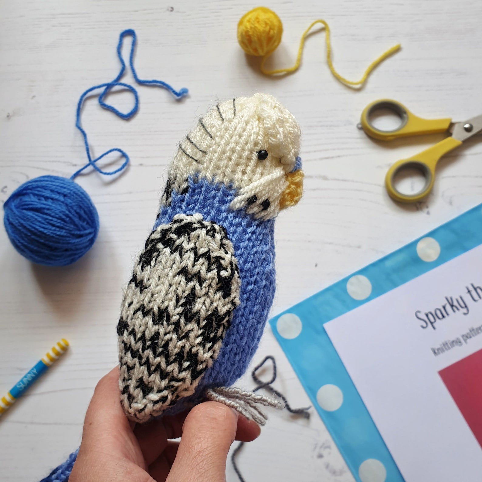 Parakeet Knitting Pattern Green and Blue Budgie Knitting Pattern Sparky ...