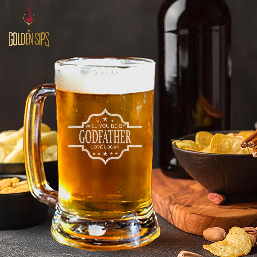 Custom Godfather Beer Mug, Communion Baptism Gift, Custom Beer Mug ...