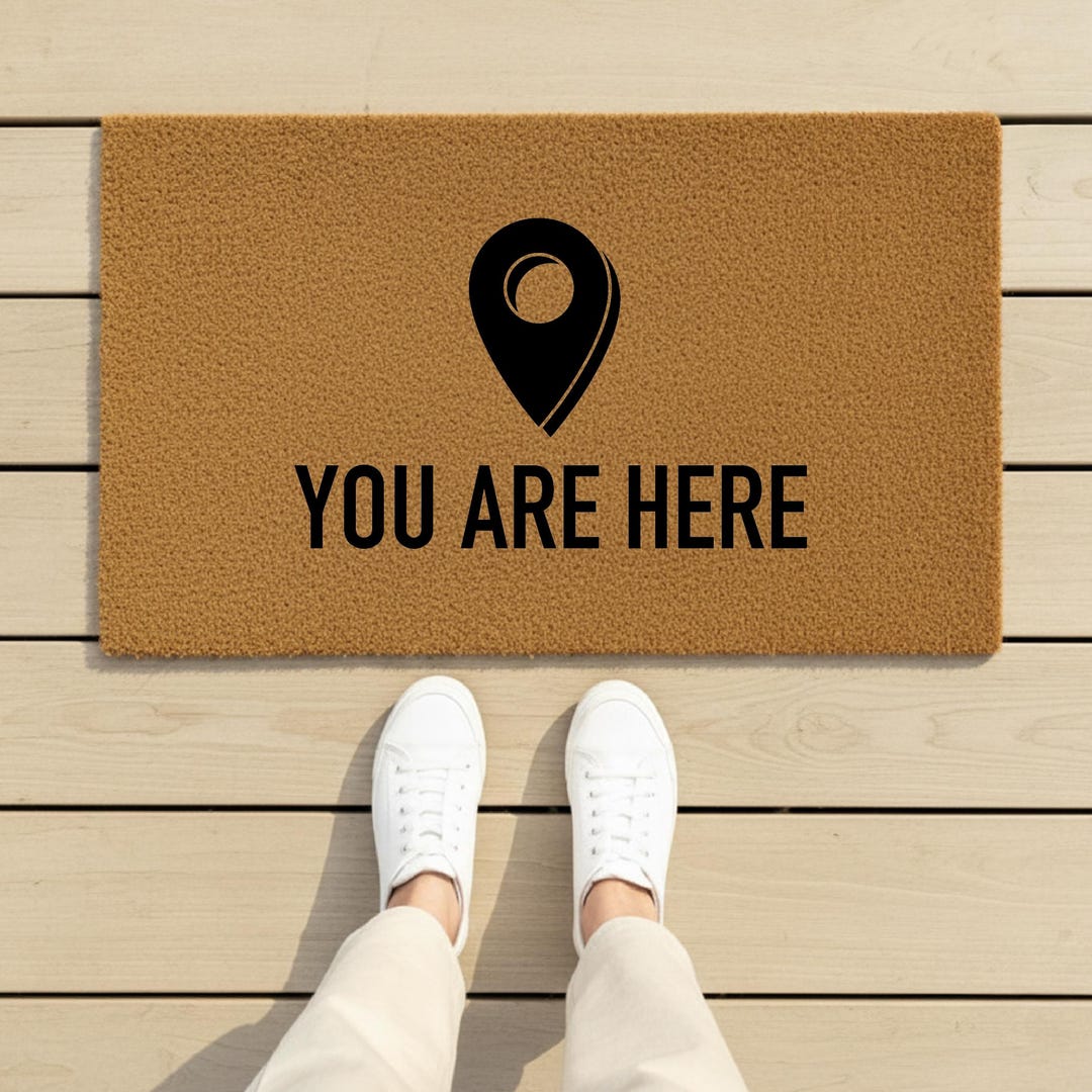 You Are Here Welcome Doormat, Map Pin Door Mat, Housewarming Gift ...