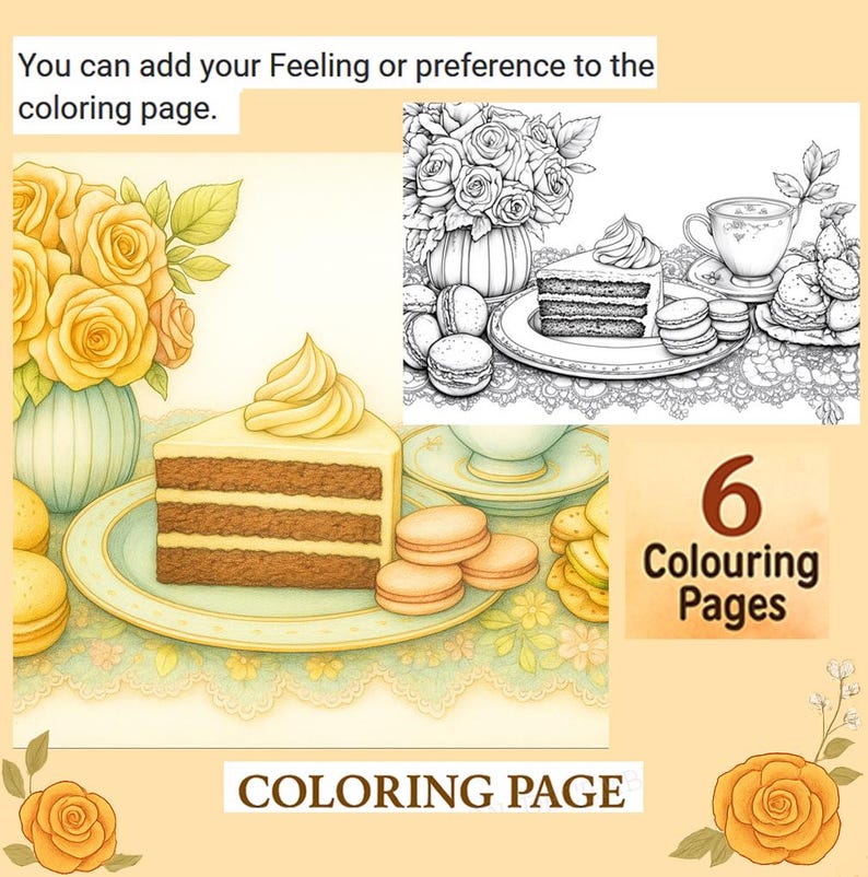Sweet Desserts 6 Coloring Pages | Printable Bakery & Cake Art | Cozy ...