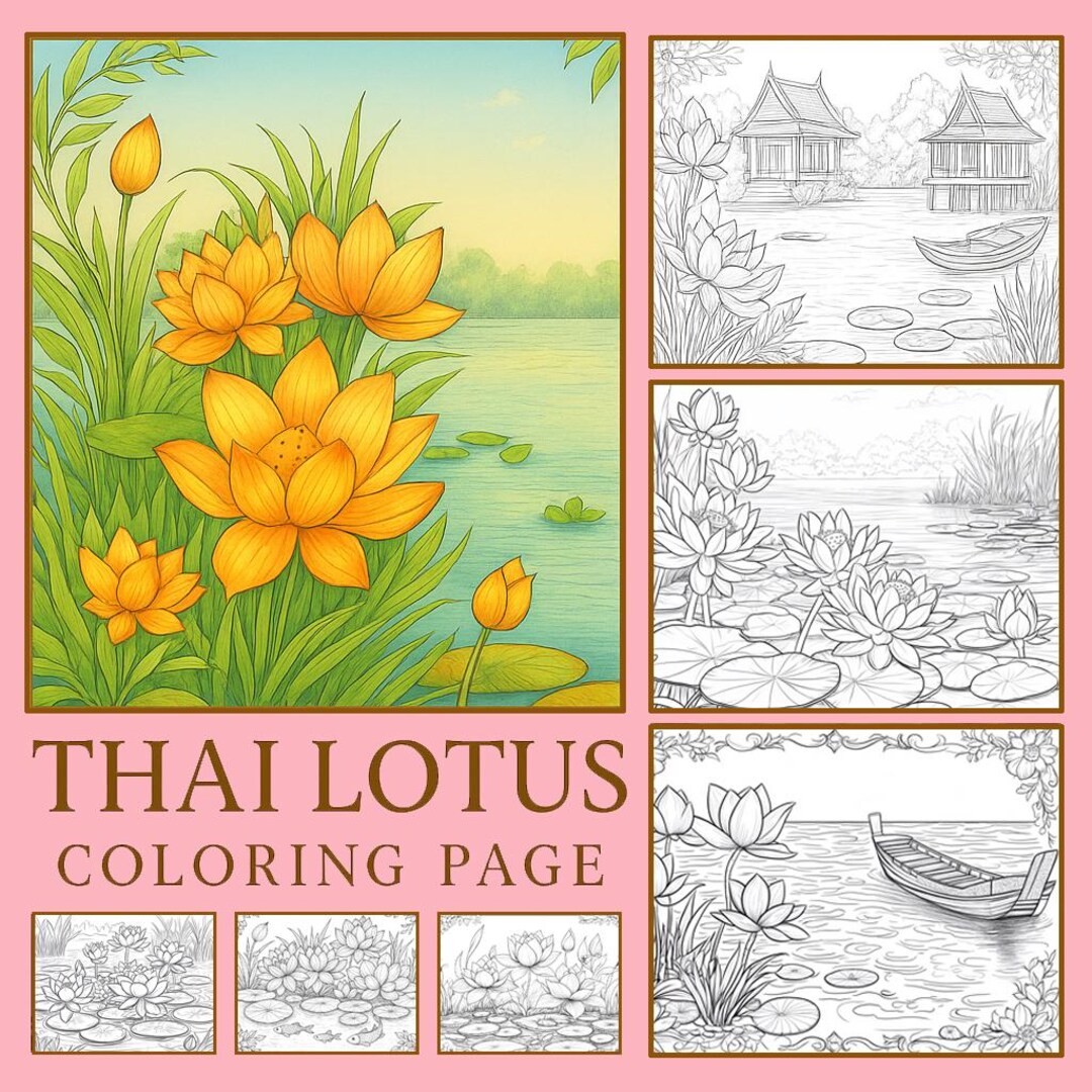 Sacred Thai Lotus Coloring Pages – A Journey Through Temples, Still ...