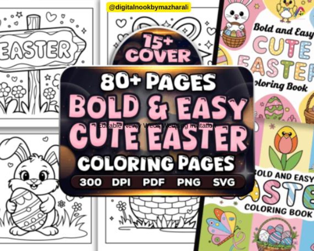 Bold and Easy Cute Easter Coloring Pages |fun Bunny and Egg Designs ...