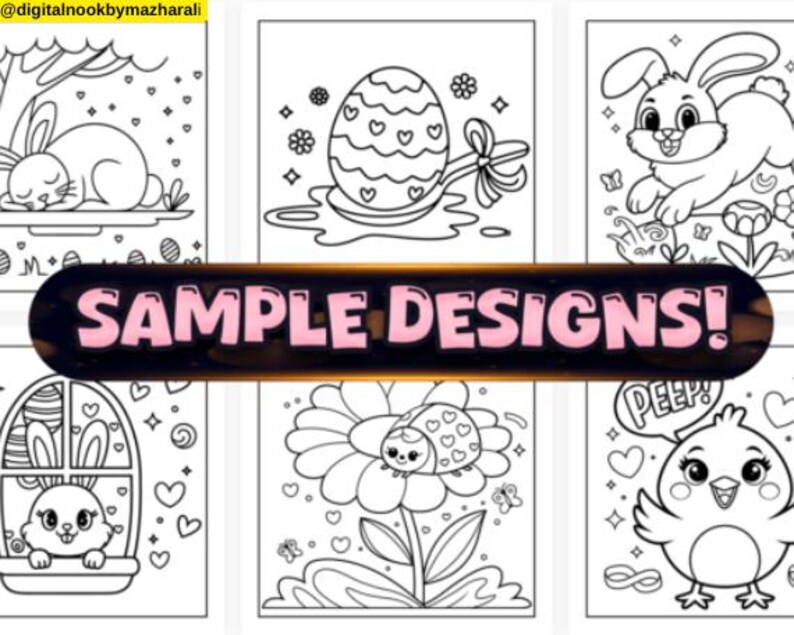 Bold and Easy Cute Easter Coloring Pages, Fun Bunny and Egg Designs ...
