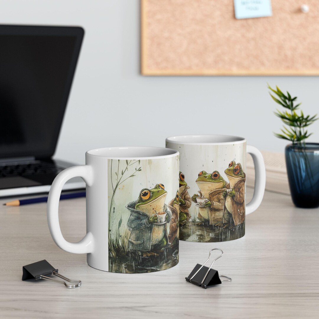 Frogs Tea Party Mug - Funny and Inspiring 11 Oz Ceramic Mug With All ...