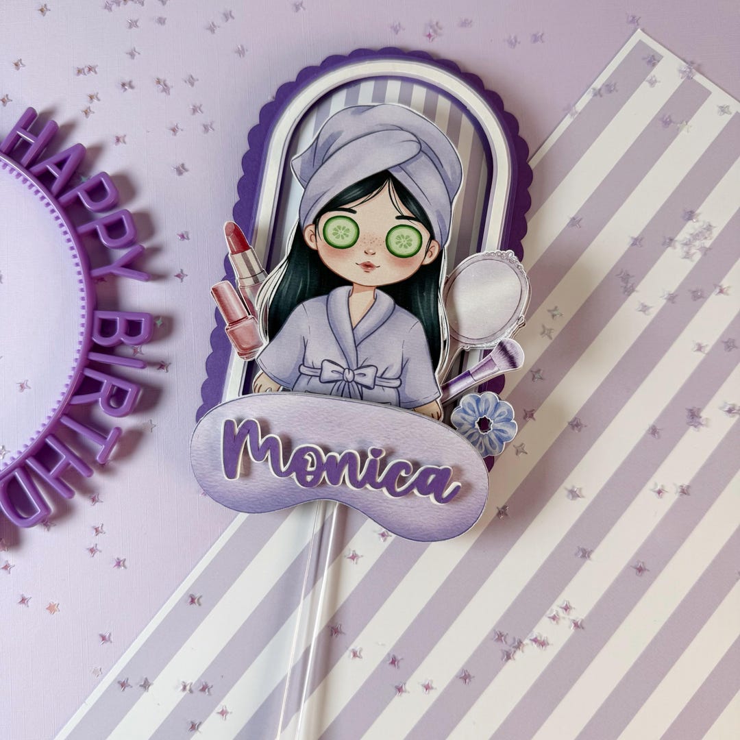 Spa Party Cake Topper: Glam Birthday Decoration, Custom Name - Etsy