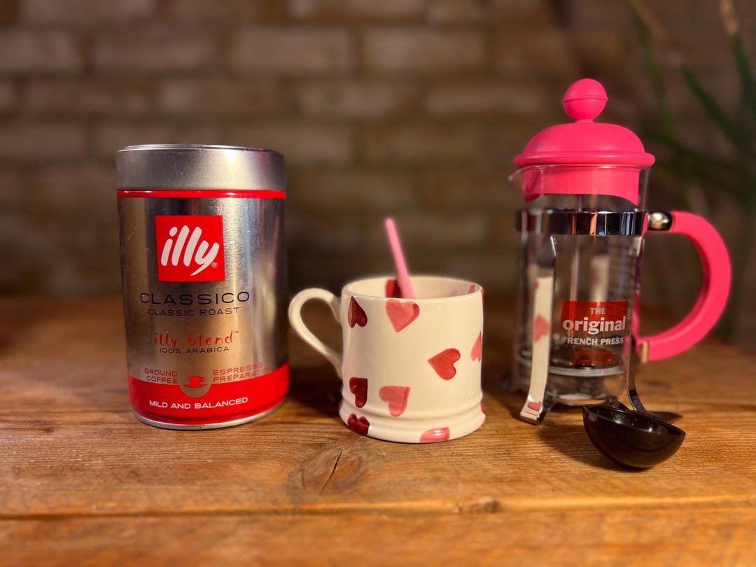 Coffee Lover Gift Set: Pink Bodum French Press, Emma Bridgewater Mug ...