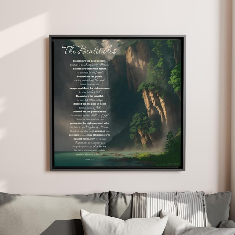 The Beatitudes Wall Art, Matthew 5:3-12, Christian Framed Canvas ...