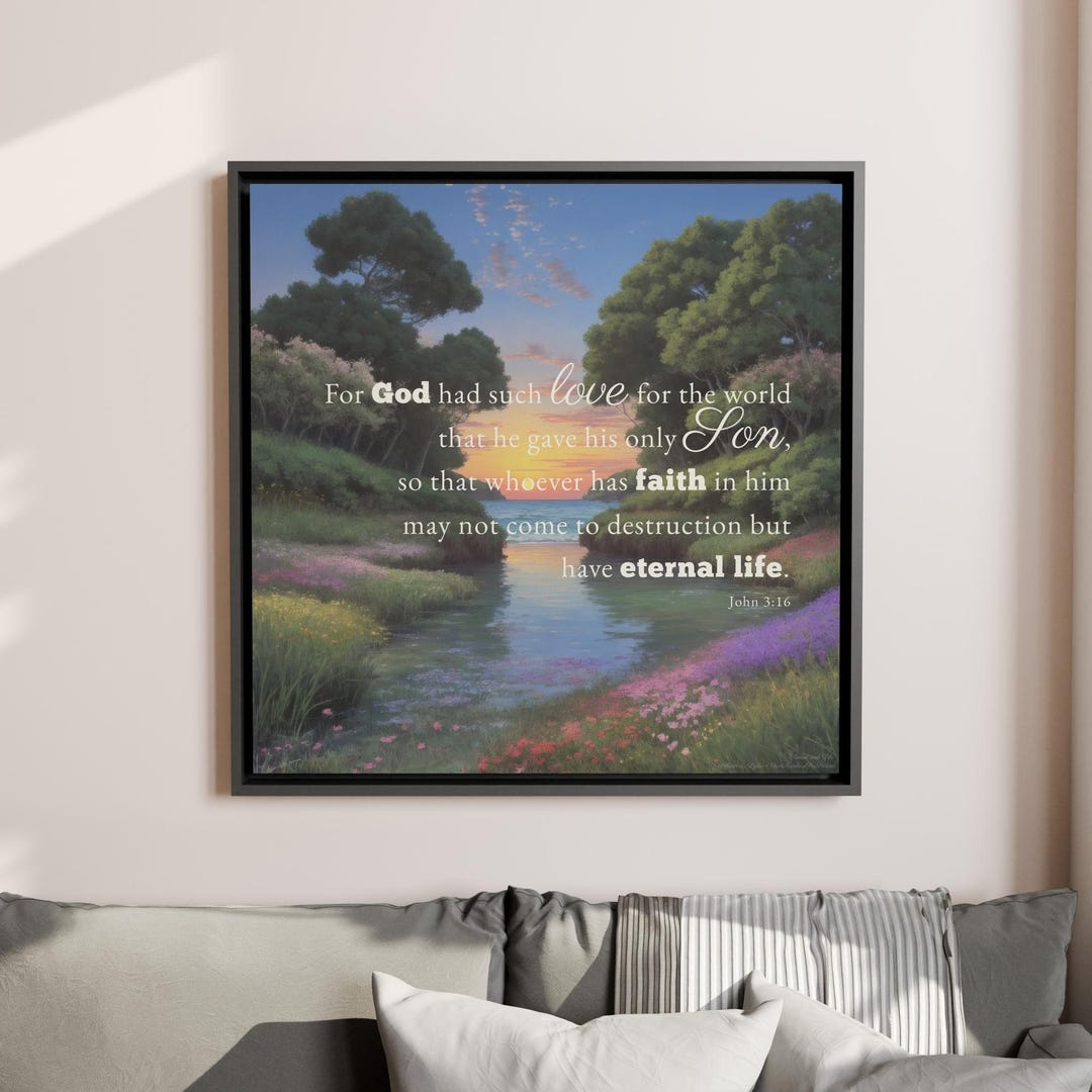 Christian Wall Art Framed Canvas, Modern Bible Verse, Scriptural Decor ...