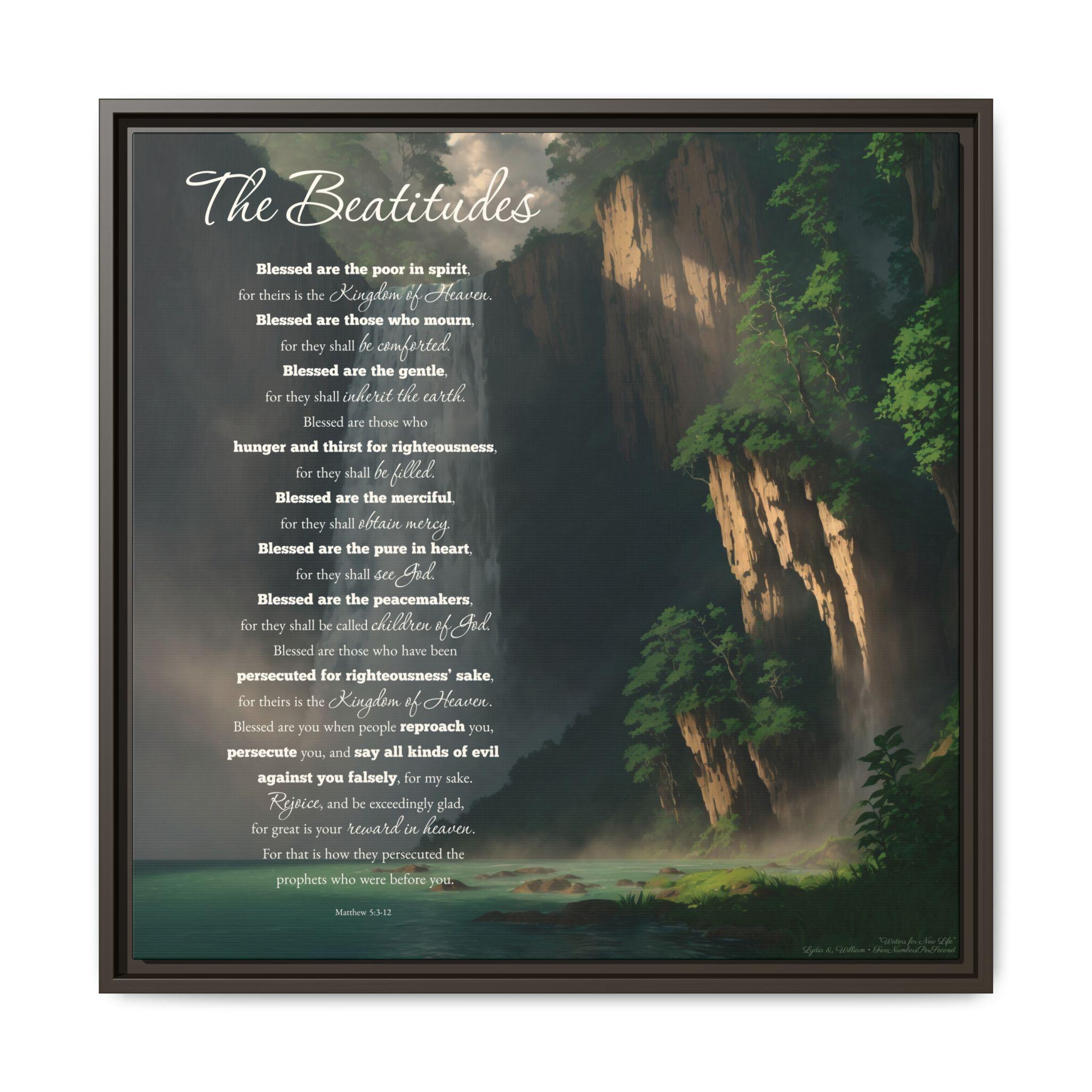 The Beatitudes Wall Art, Matthew 5:3-12, Christian Framed Canvas ...