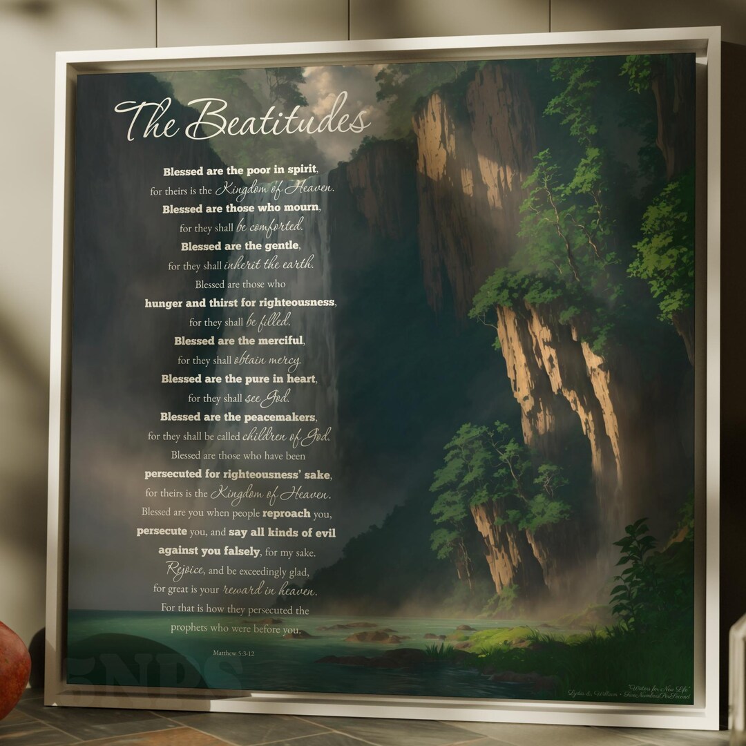 The Beatitudes Wall Art, Matthew 5:3-12, Christian Framed Canvas ...