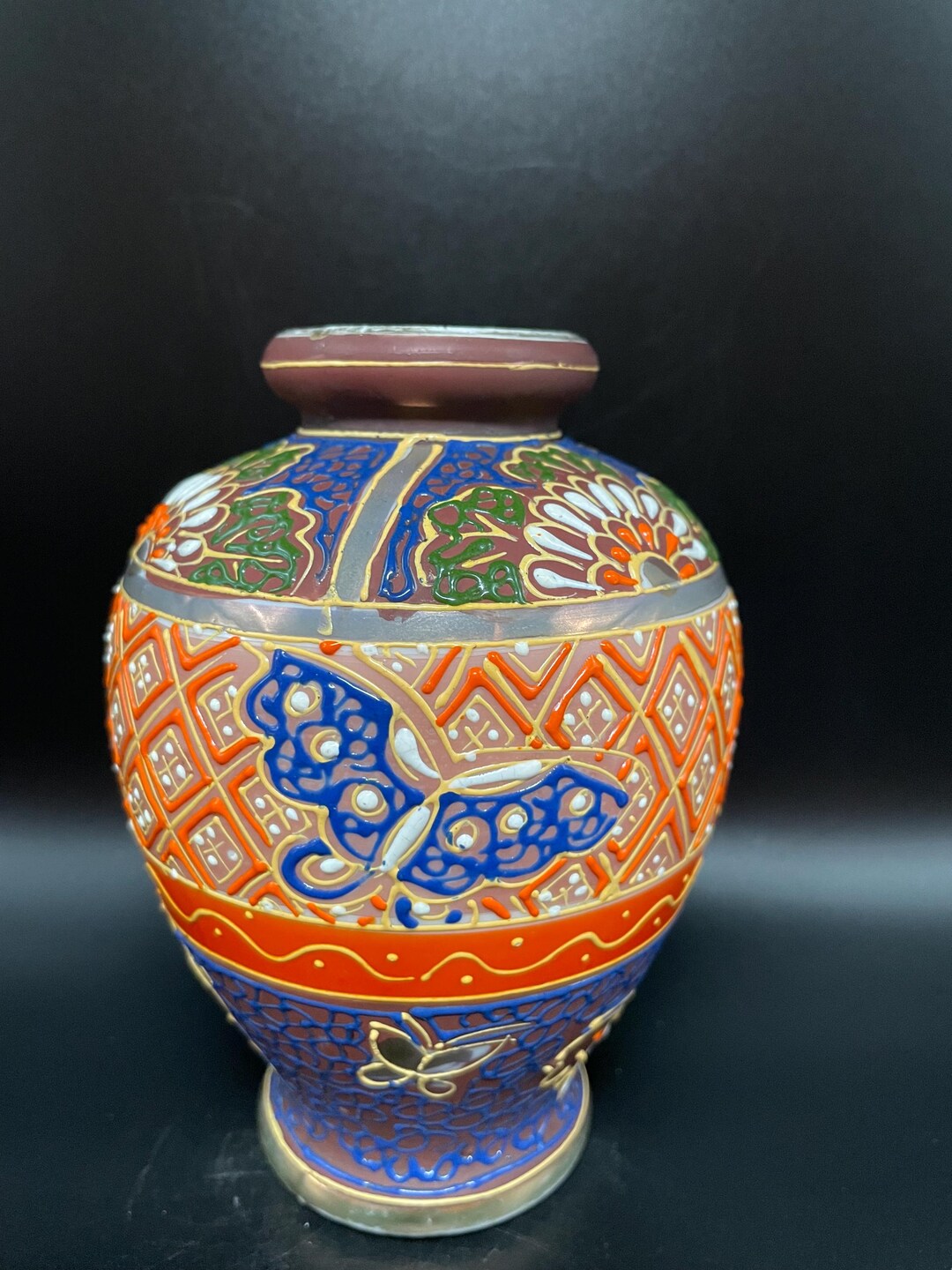 Vintage Gold Castle Vase With Hand-painted Butterflies 24K Gold Trim ...