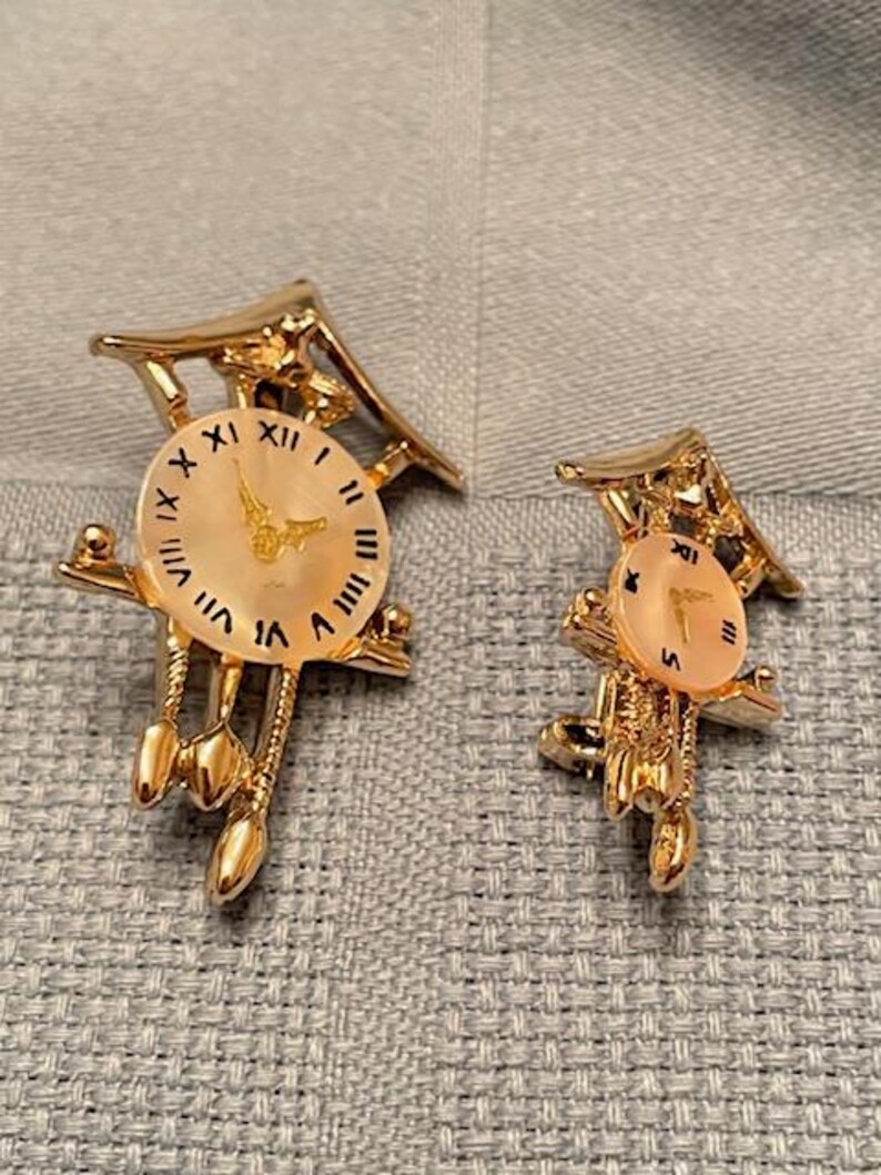 Vintage Cuckoo Clock Pins-gold Toned With Pearl-tone Clock Face, Set of ...