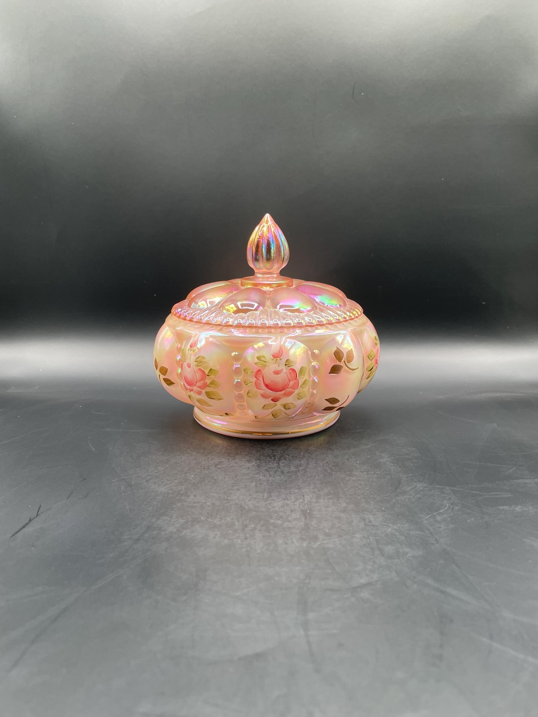 Fenton Charleton Collection Sunset Overlay Iridescent Hand Painted ...