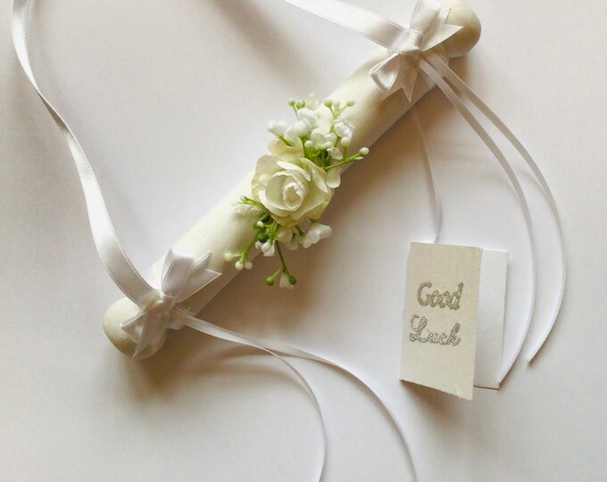 Good Luck Wedding Bride & Groom Shabby Chic Wooden Rolling Pin Keepsake ...