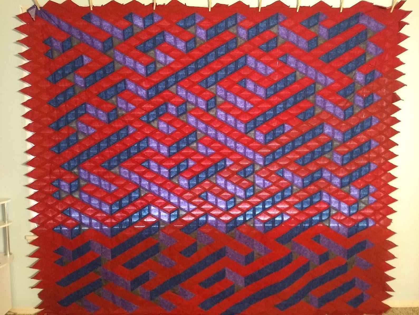 Solvable Maze Quilt, Labyrinth Quilt, Queen Size Quilt, English Paper ...
