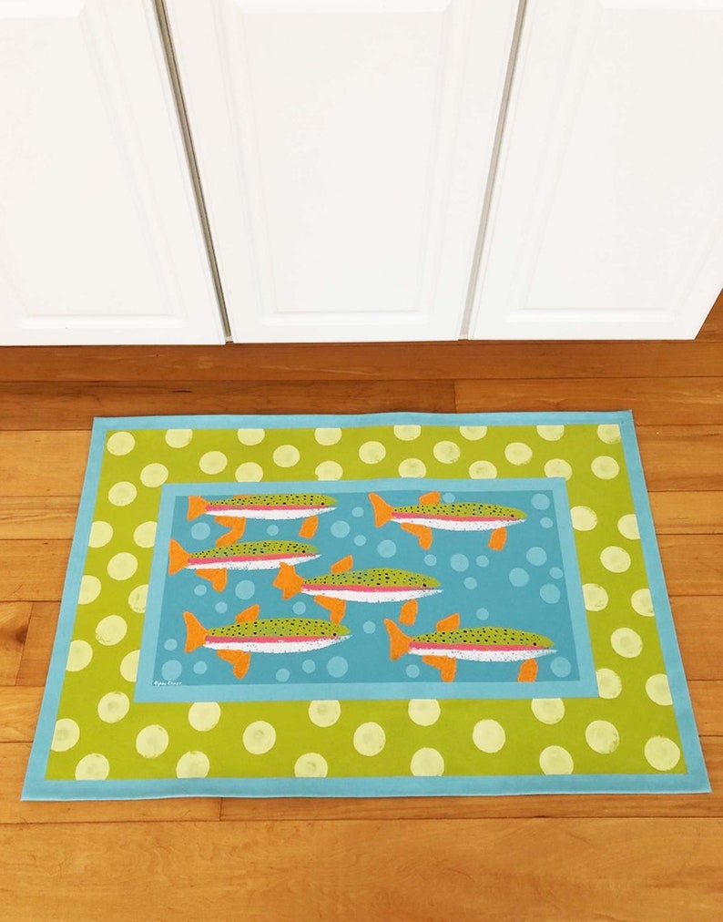 Swimming Trout Floorcloth Rug - Etsy