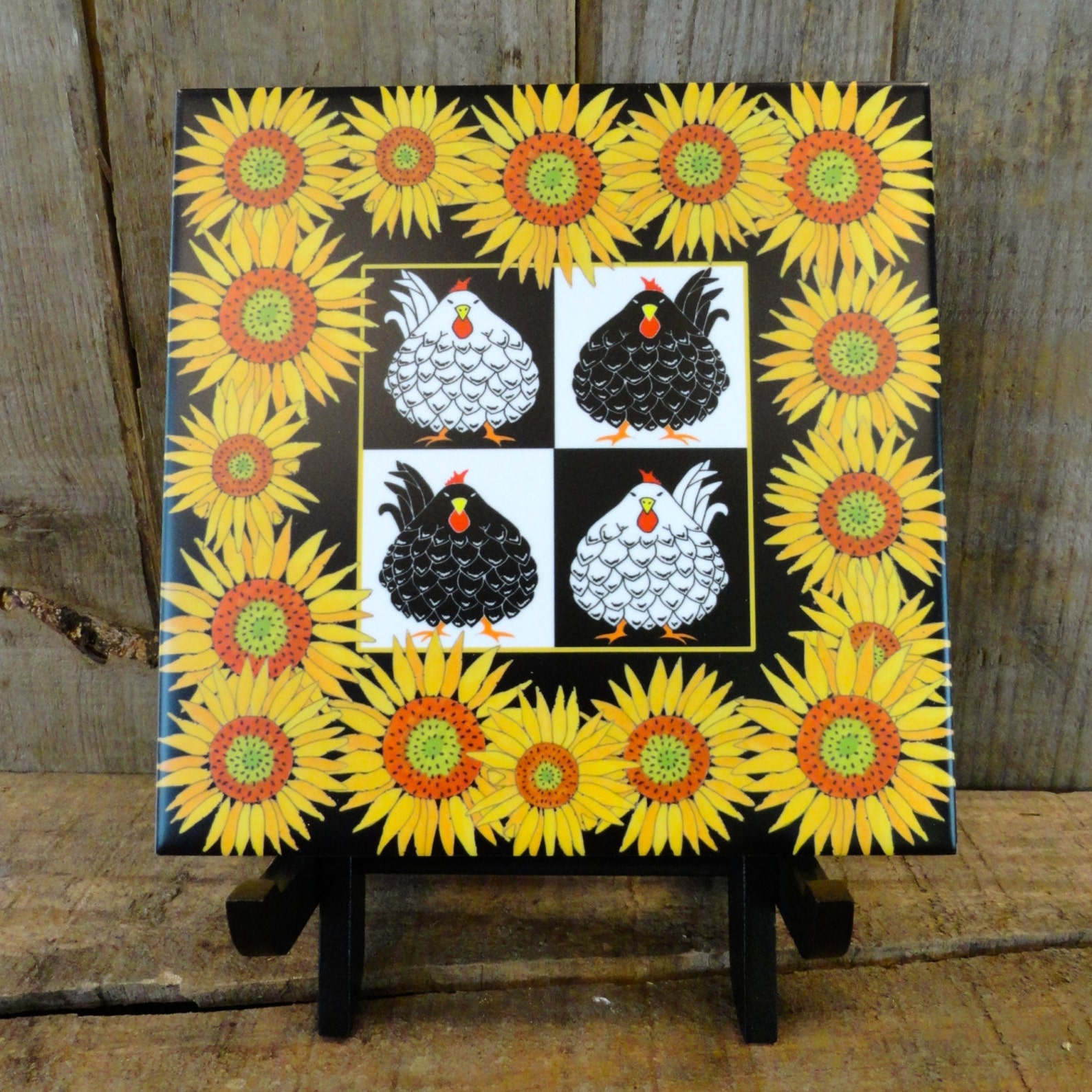 Chicken and Sunflower Trivet - Etsy