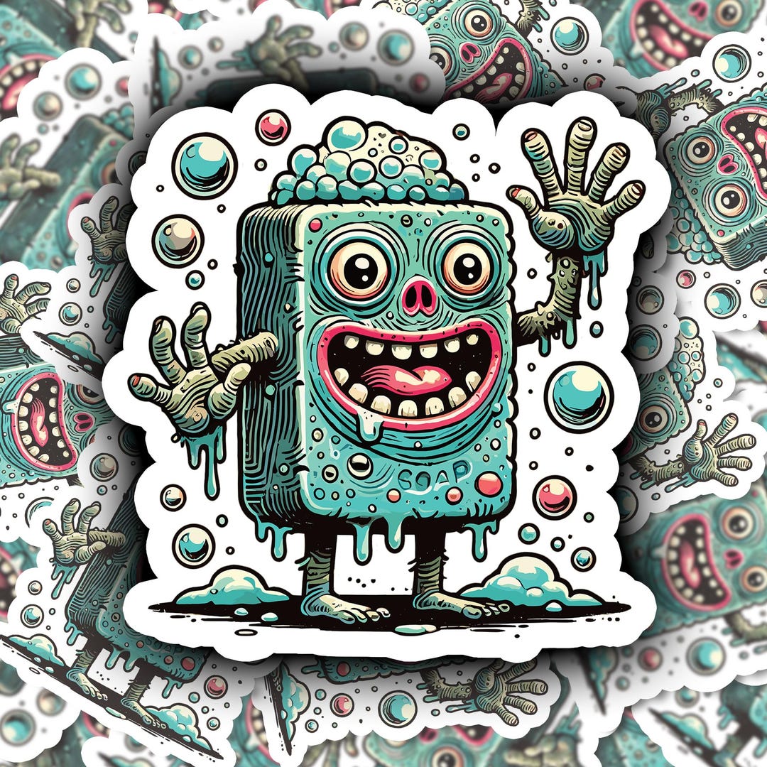 BAR SOAP MONSTER Vinyl Sticker for Laptop Water Bottle Skateboard Journal Quirky Gift for Art ...