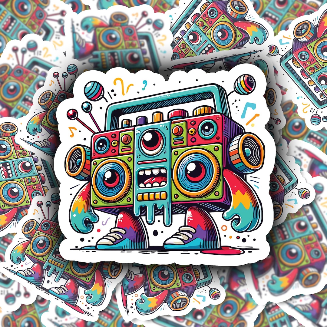 BOOMBOX MONSTER Vinyl Sticker for Laptop Water Bottle Skateboard ...
