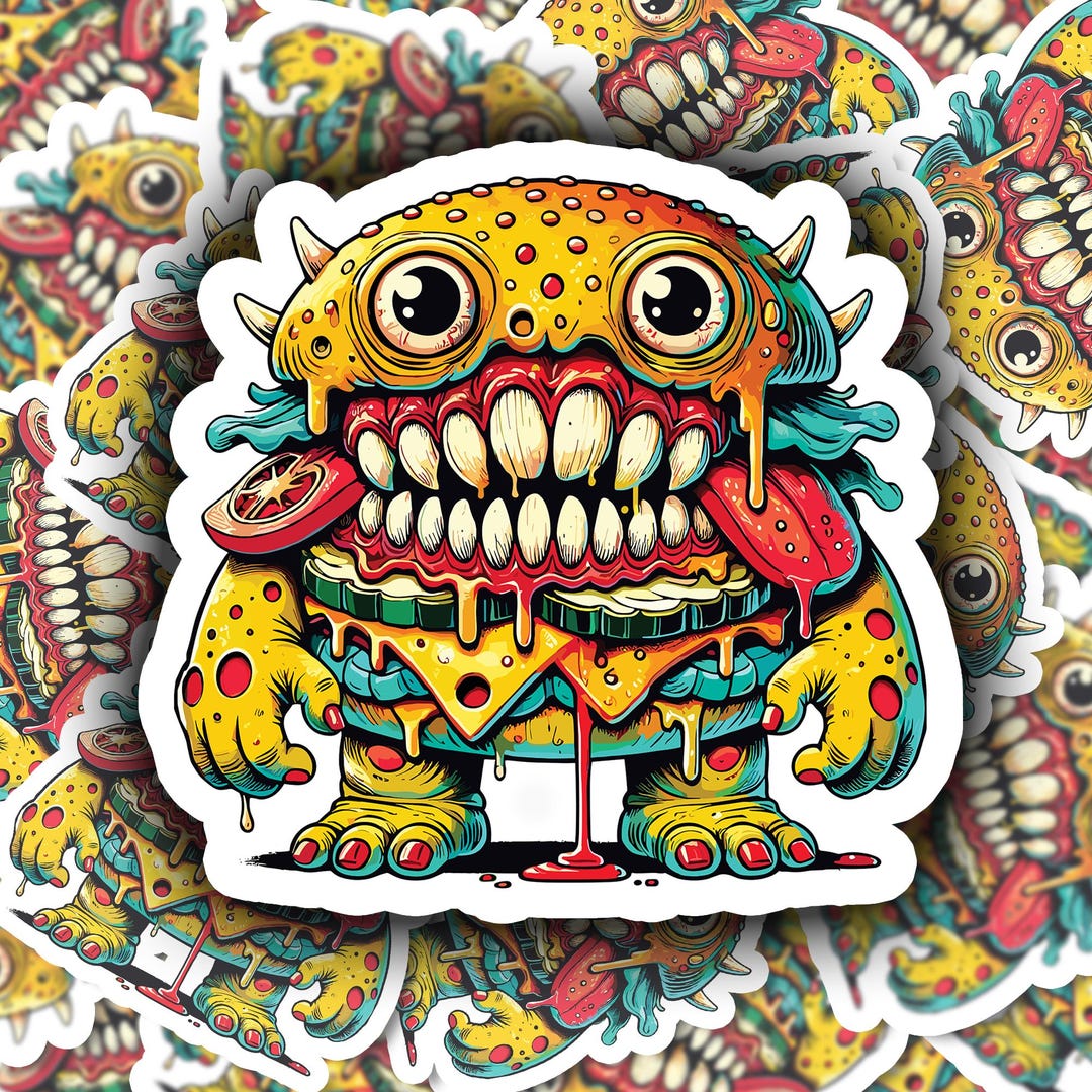 CHEESEBURGER MONSTER Vinyl Sticker for Laptop Water Bottle Skateboard ...