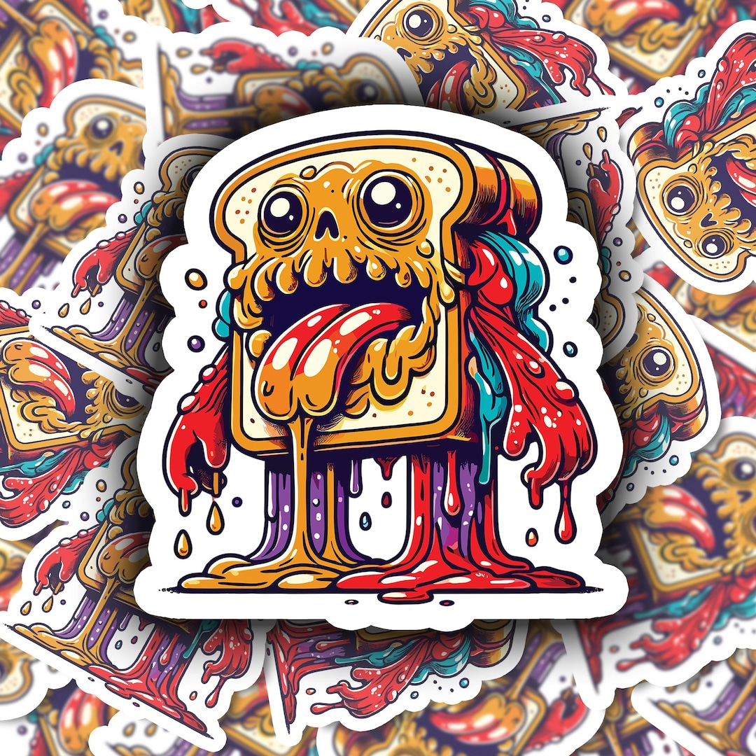 PEANUT BUTTER & JELLY Monster Vinyl Sticker for Laptop Water Bottle ...