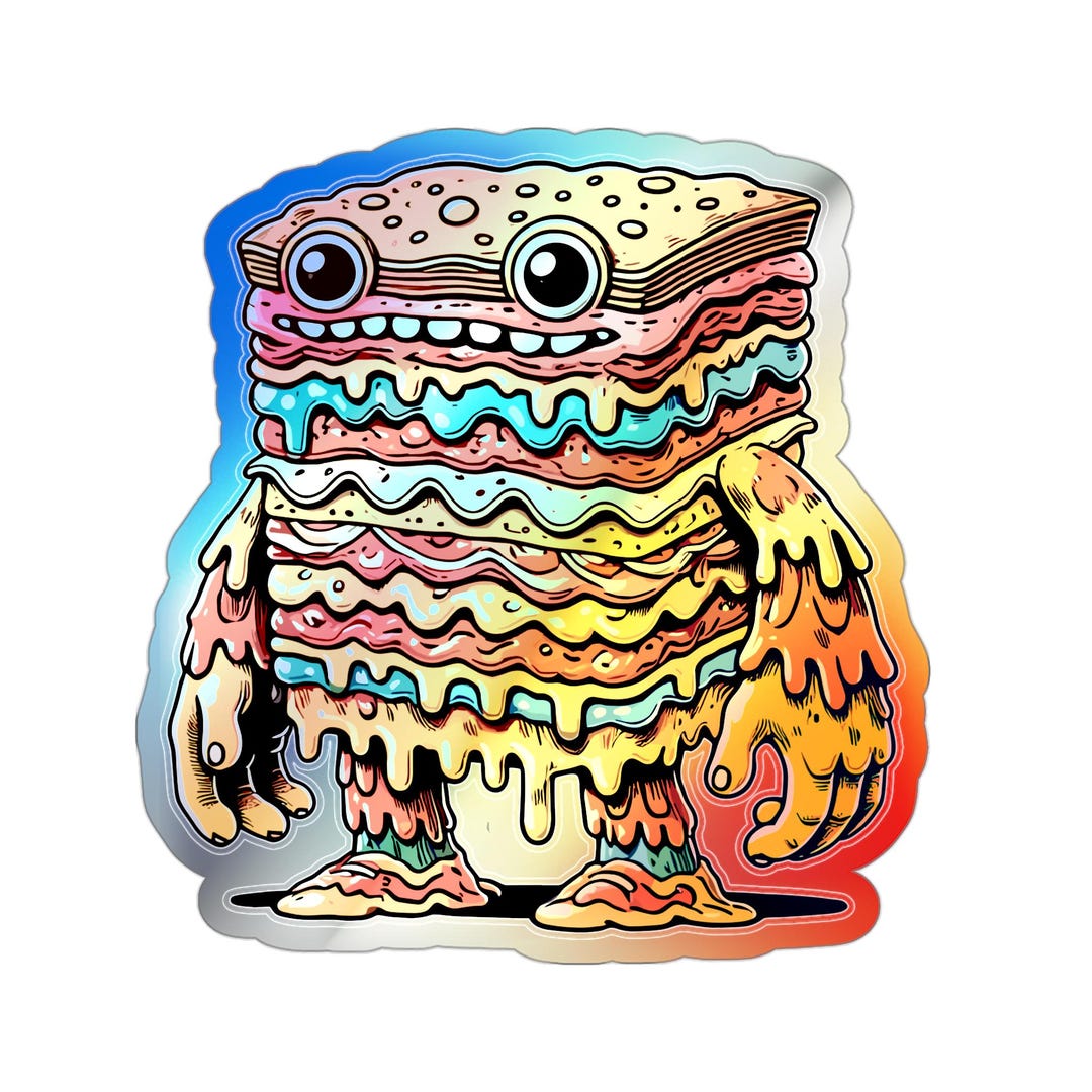 LASAGNA MONSTER Sticker Gift for Creative Minds Quirky Kids Holiday ...