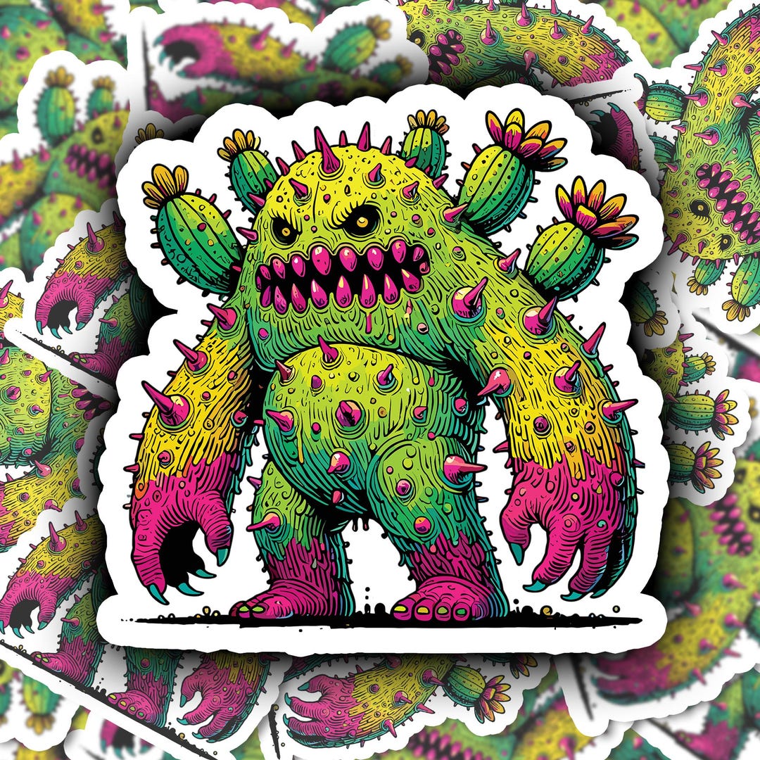 CACTUS MONSTER Vinyl Sticker for Laptop Water Bottle Skateboard Journal ...