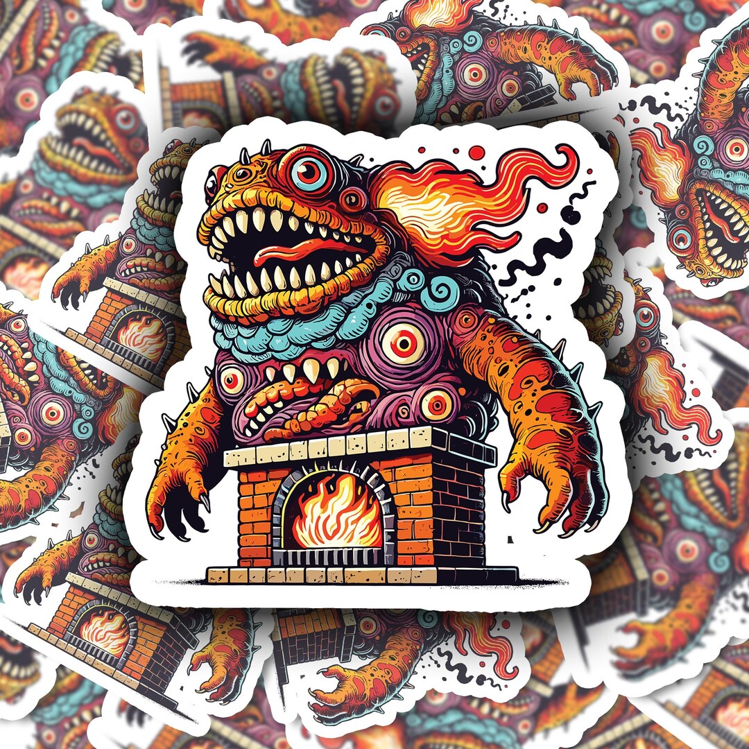 FIREPLACE MONSTER Vinyl Sticker for Laptop Water Bottle Skateboard ...