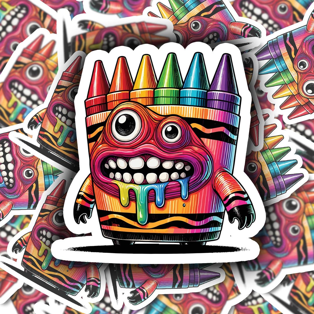 CRAYON MONSTER Vinyl Sticker for Laptop Water Bottle Skateboard Journal ...
