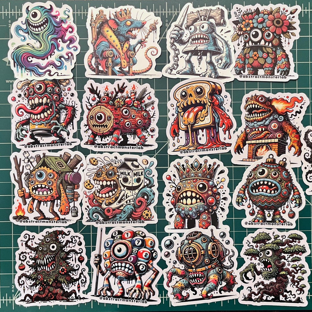 MONSTER VARIETY PACK Vinyl Sticker Pack for Laptop Water Bottle ...