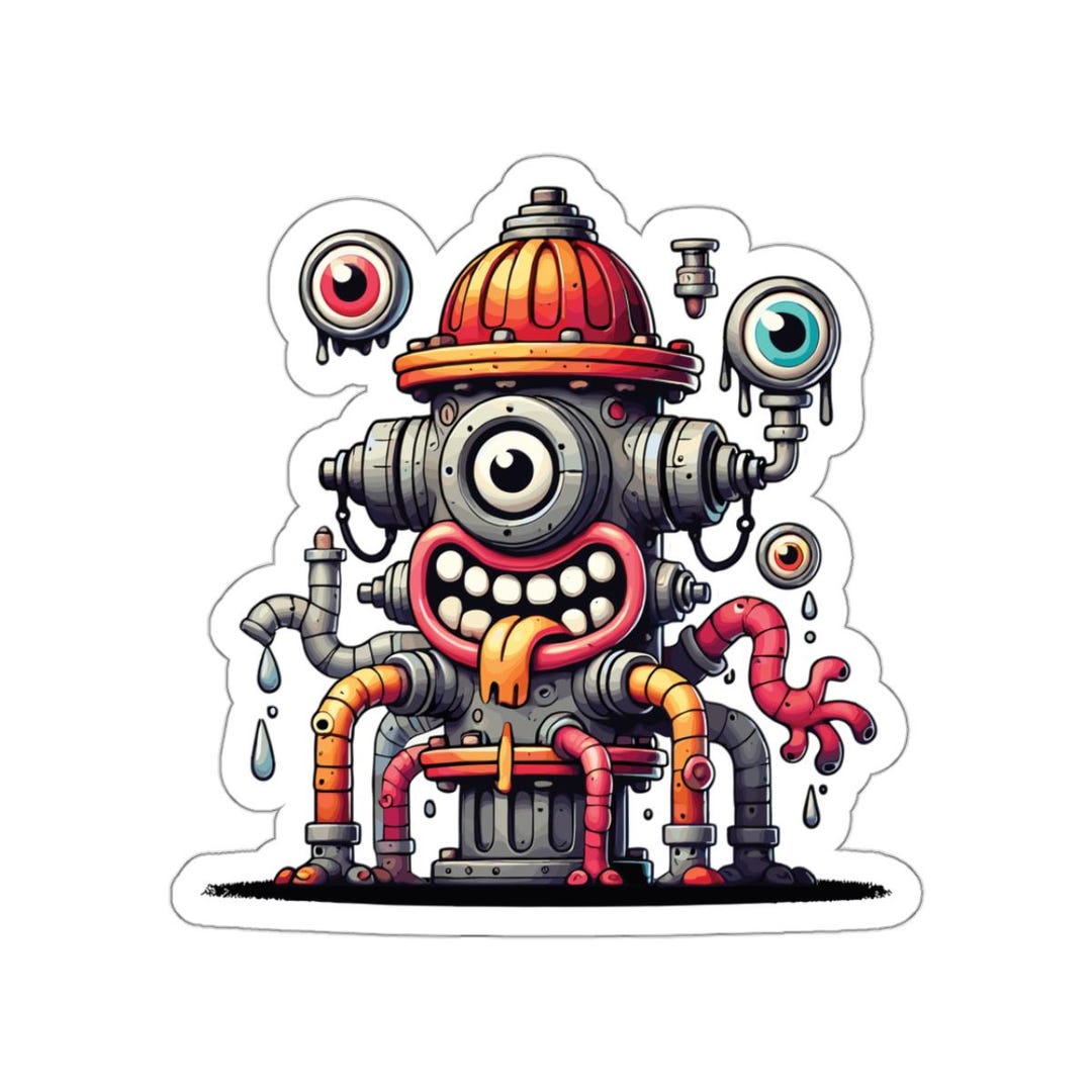 FIRE HYDRANT MONSTER Sticker Gift for Creative Minds Quirky Kids ...