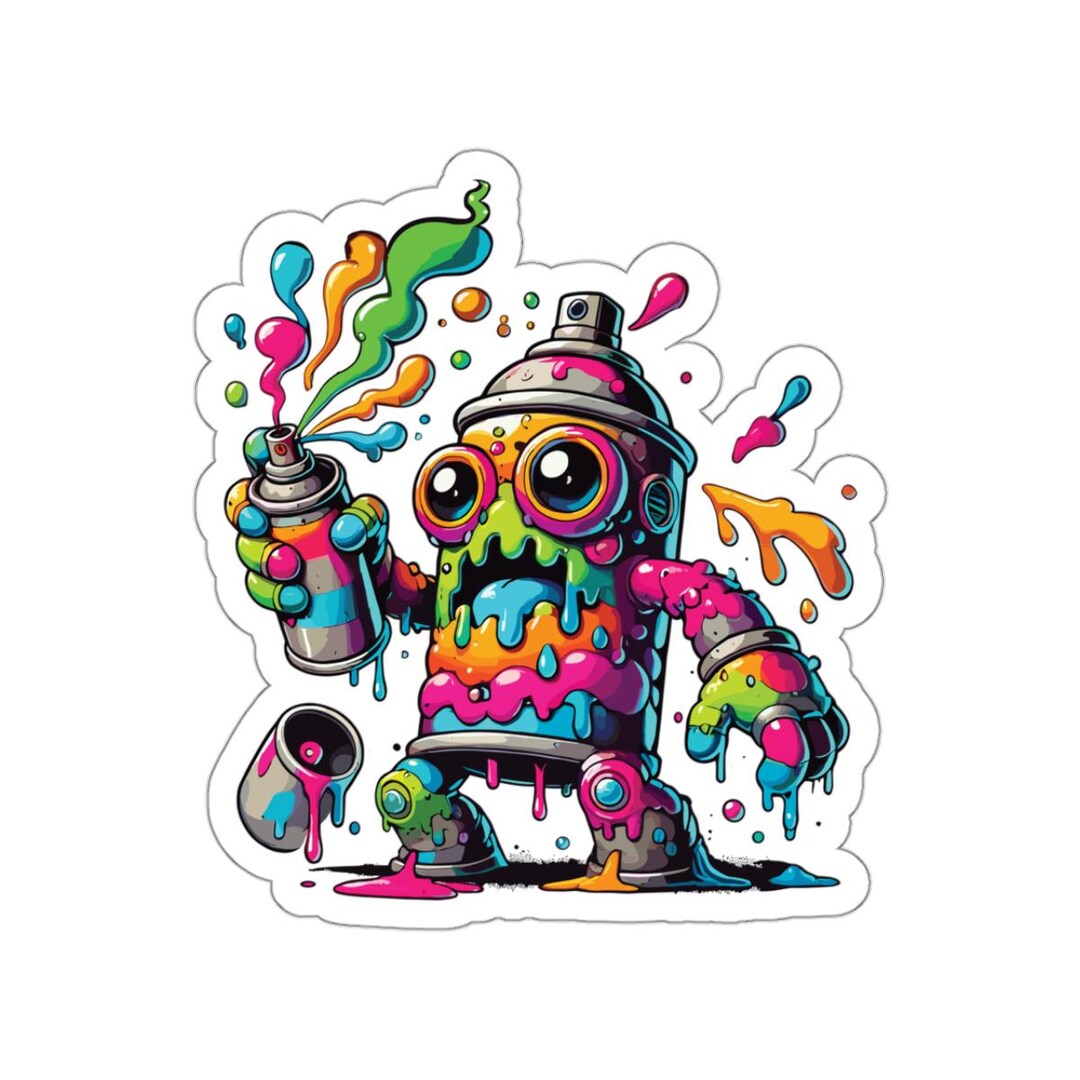 SPRAY PAINT MONSTER Sticker Gift for Creative Minds Quirky Kids Holiday ...