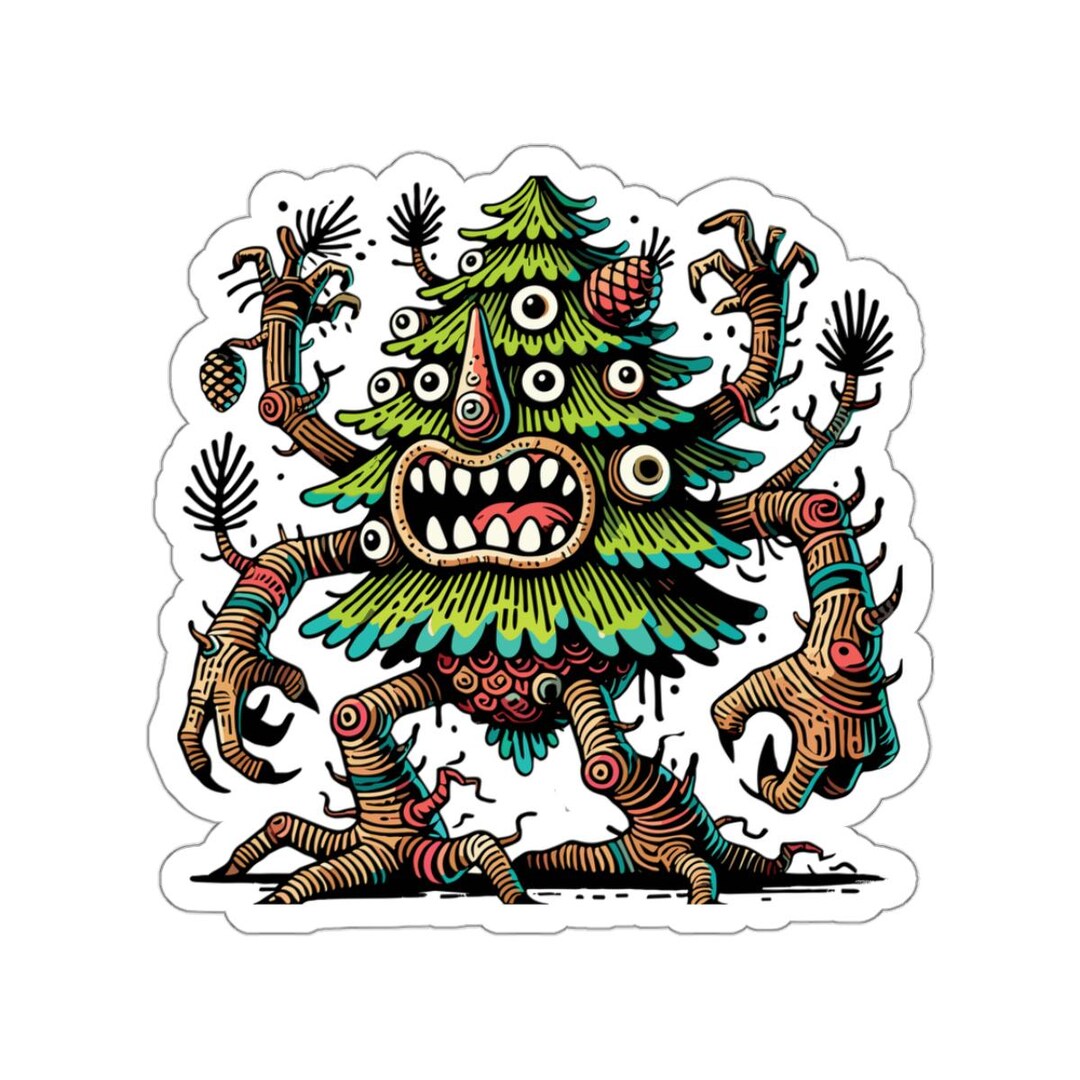 PINE TREE MONSTER Sticker Gift for Creative Minds Quirky Kids Holiday ...