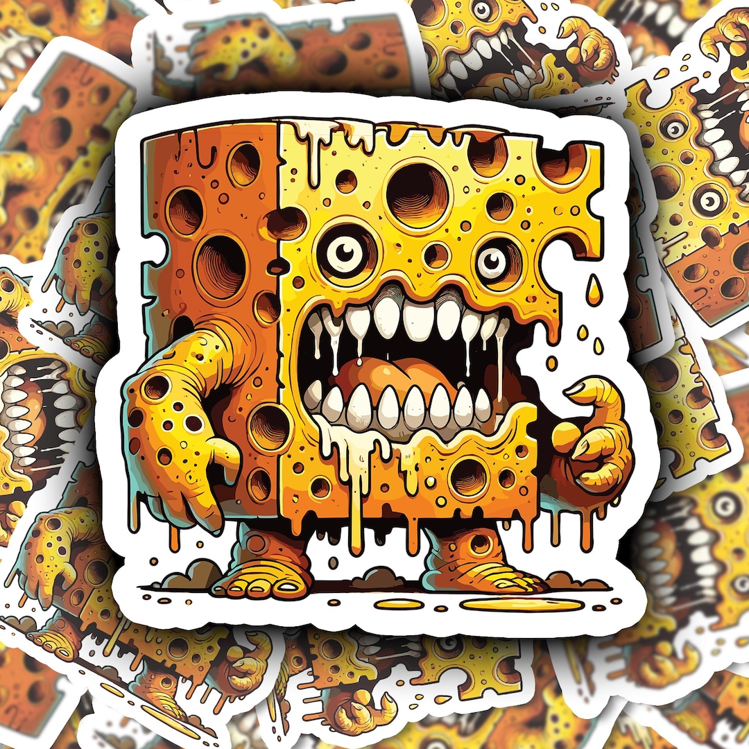 CHEESE MONSTER Vinyl Sticker for Laptop Water Bottle Skateboard Journal ...