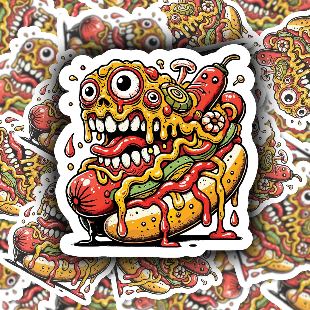 HOT DOG MONSTER Vinyl Sticker for Laptop Water Bottle Skateboard ...
