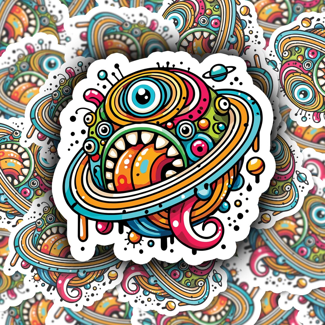 SATURN MONSTER Vinyl Sticker for Laptop Water Bottle Skateboard Journal ...
