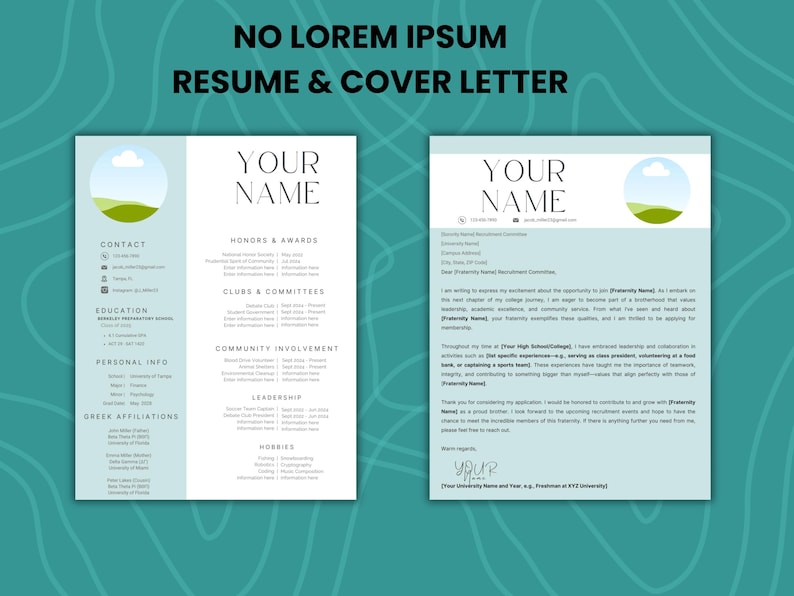 Fraternity Resume Template for Canva | 2025 Rush & Recruitment Resume ...