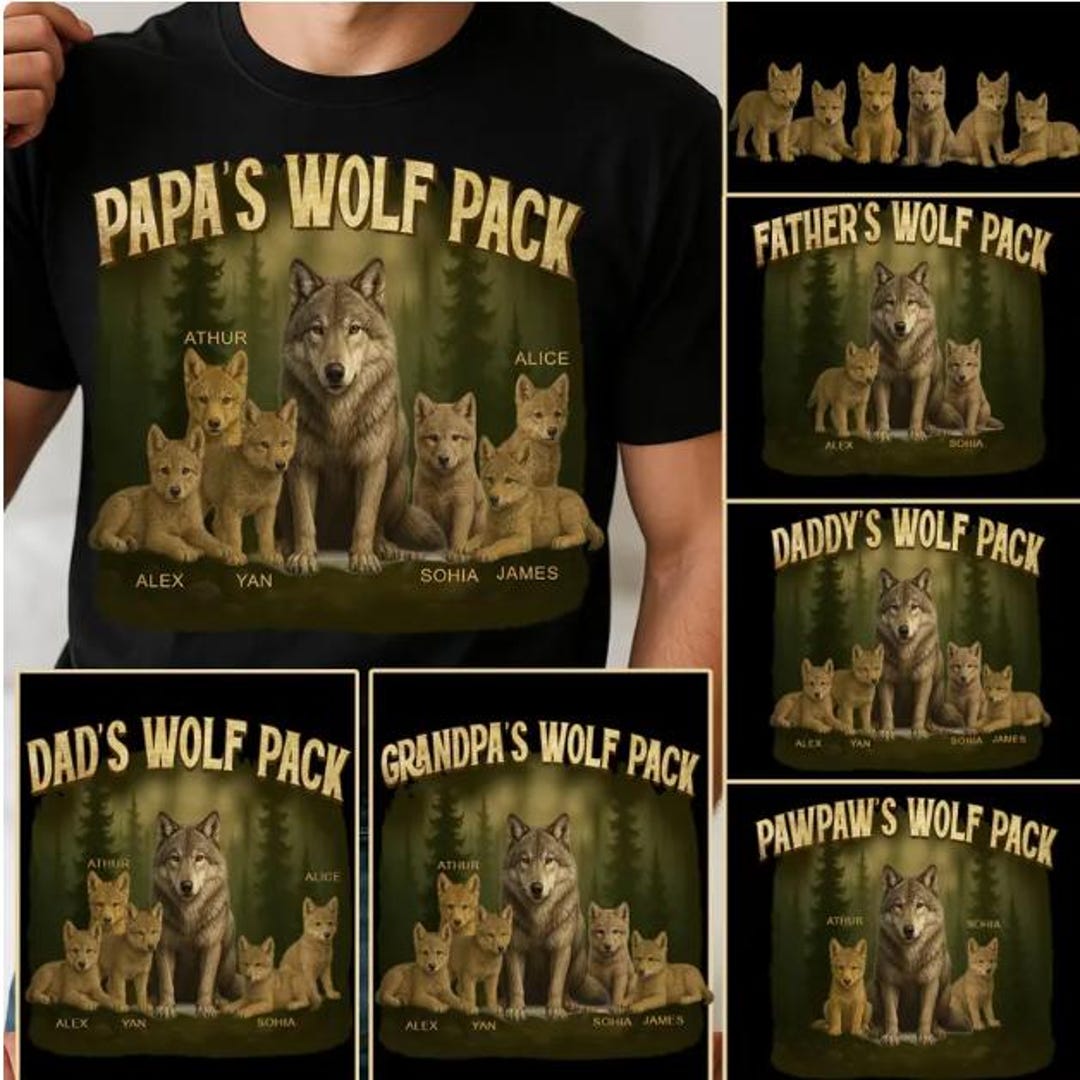 Personalized Papa’s Wolf Pack Shirt | Wolf T-shirt With Kid Names ...