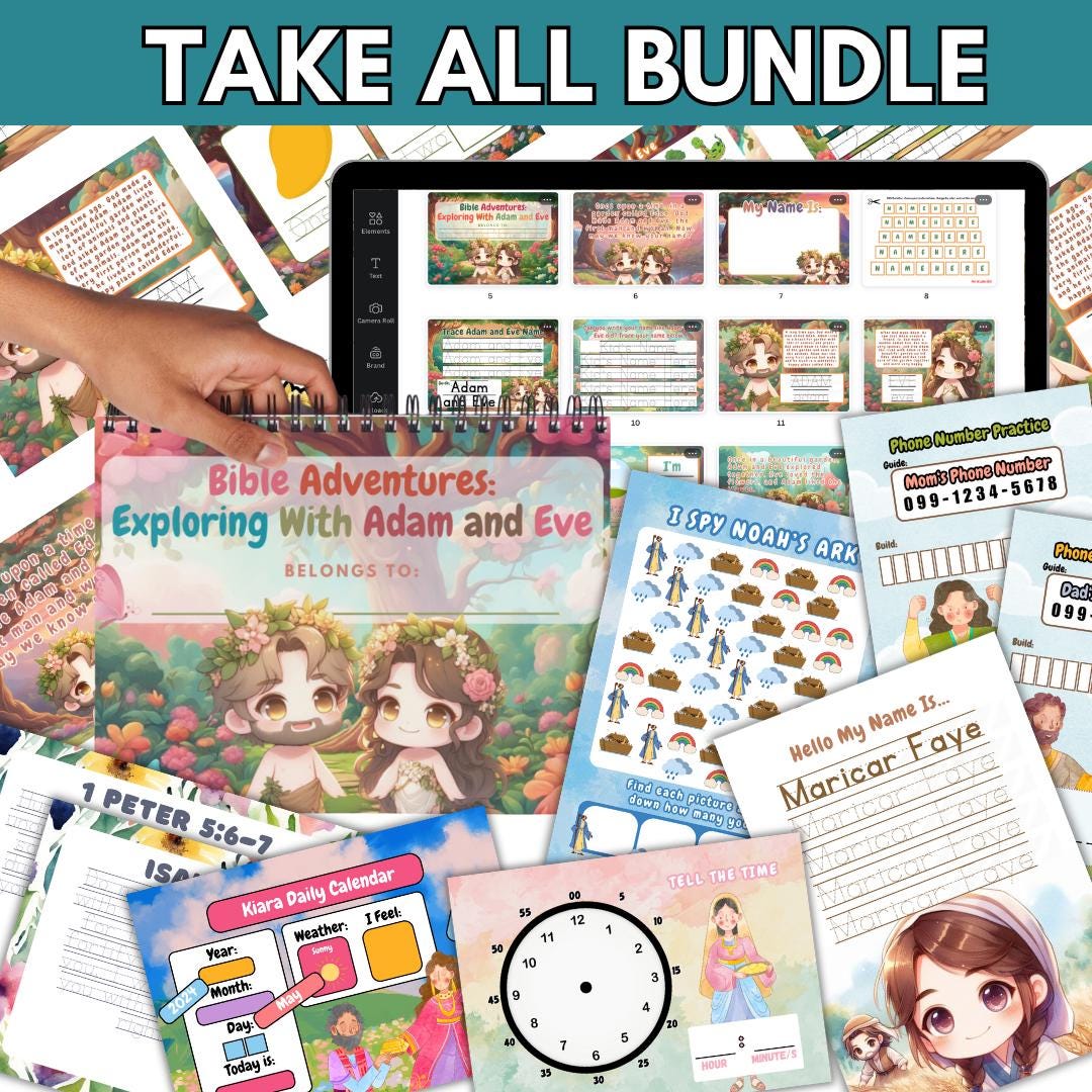 Kids' Activity Printables: Bible-themed Homeschool Worksheets (digital ...
