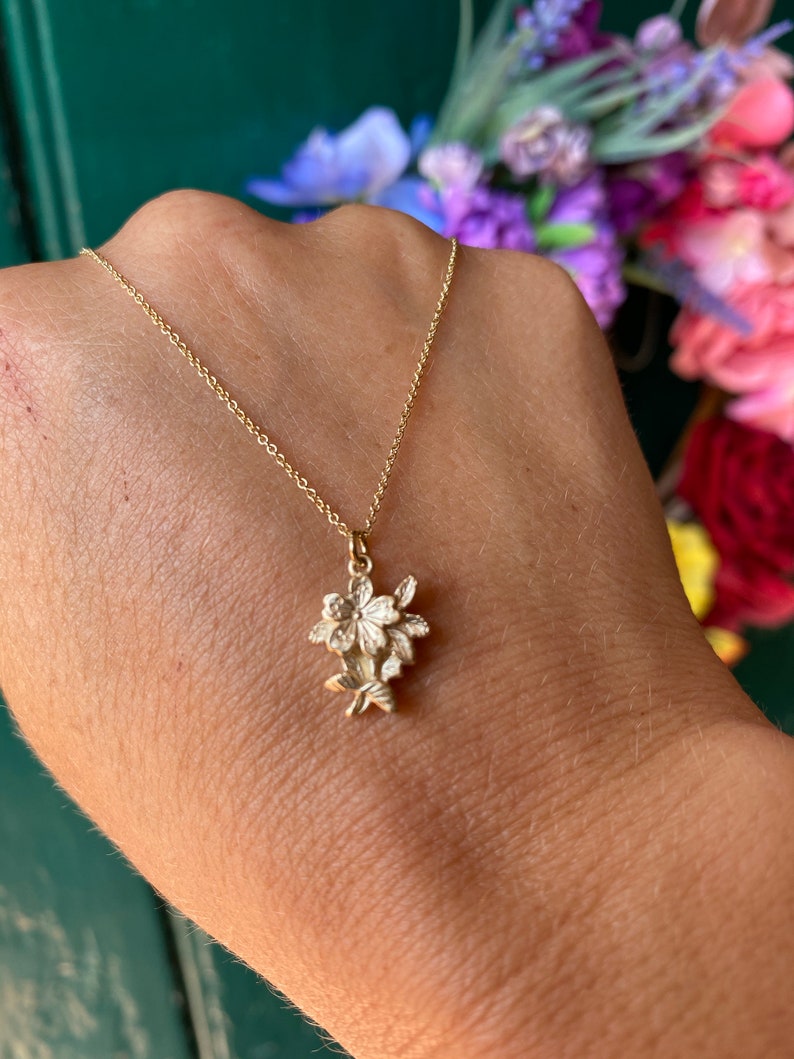 Handmade Solid Gold Cherry Blossom Pendant | Etsy
