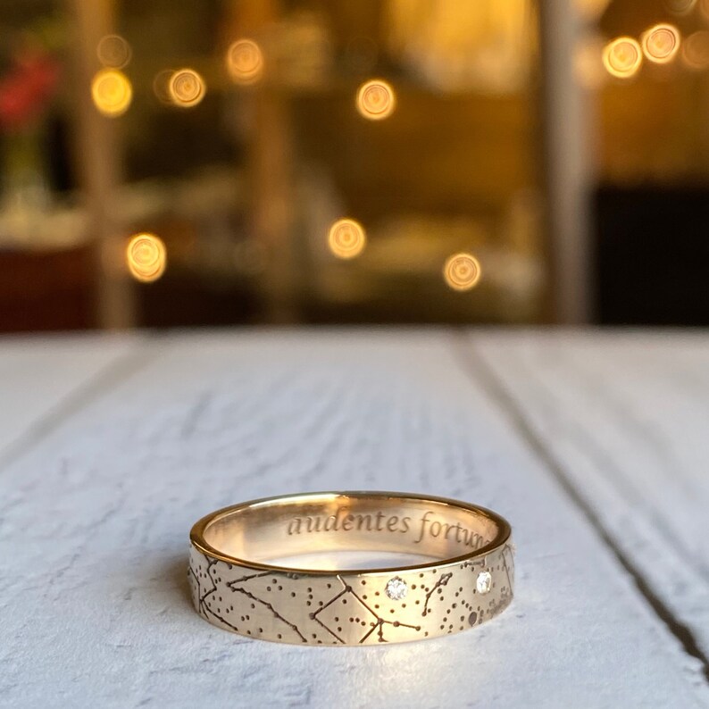 Solid Gold Celestial Rings Womens Wedding Band | Etsy