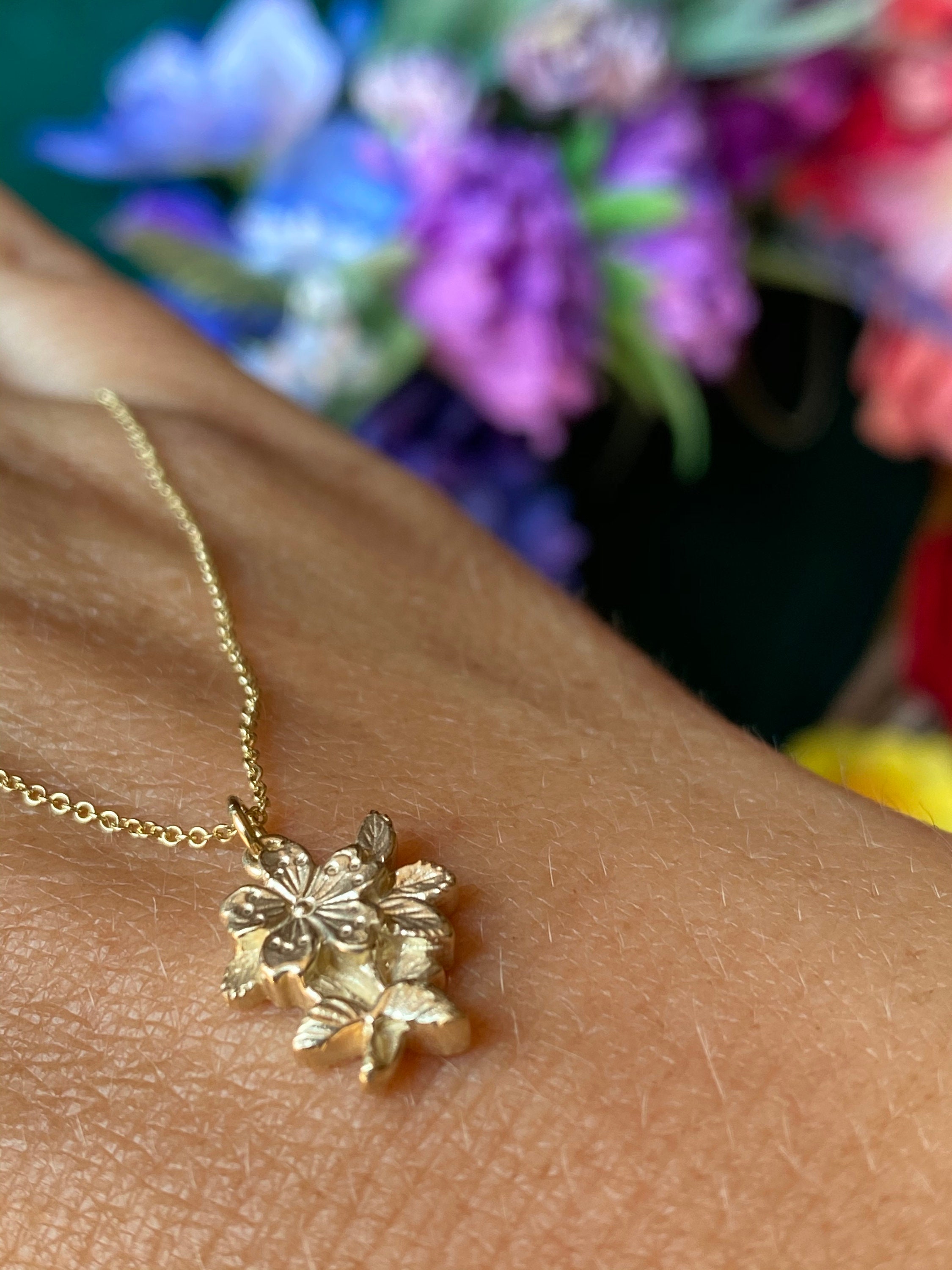 Handmade Solid Gold Cherry Blossom Pendant Imbolc | Etsy