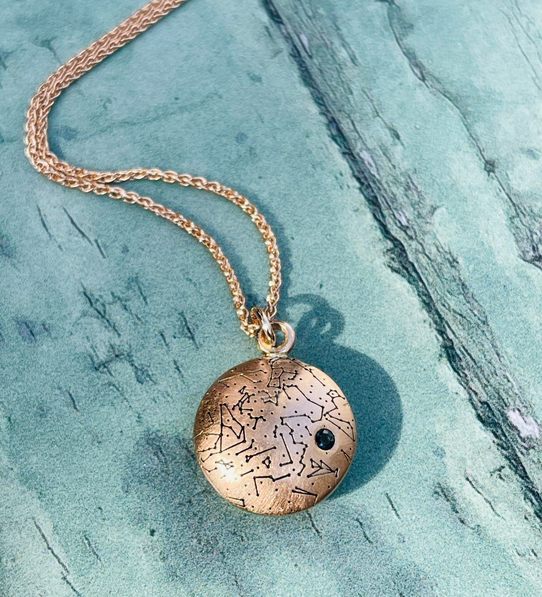 Solid Gold Star Map Pendant - Celestial Necklace With Personalisation ...