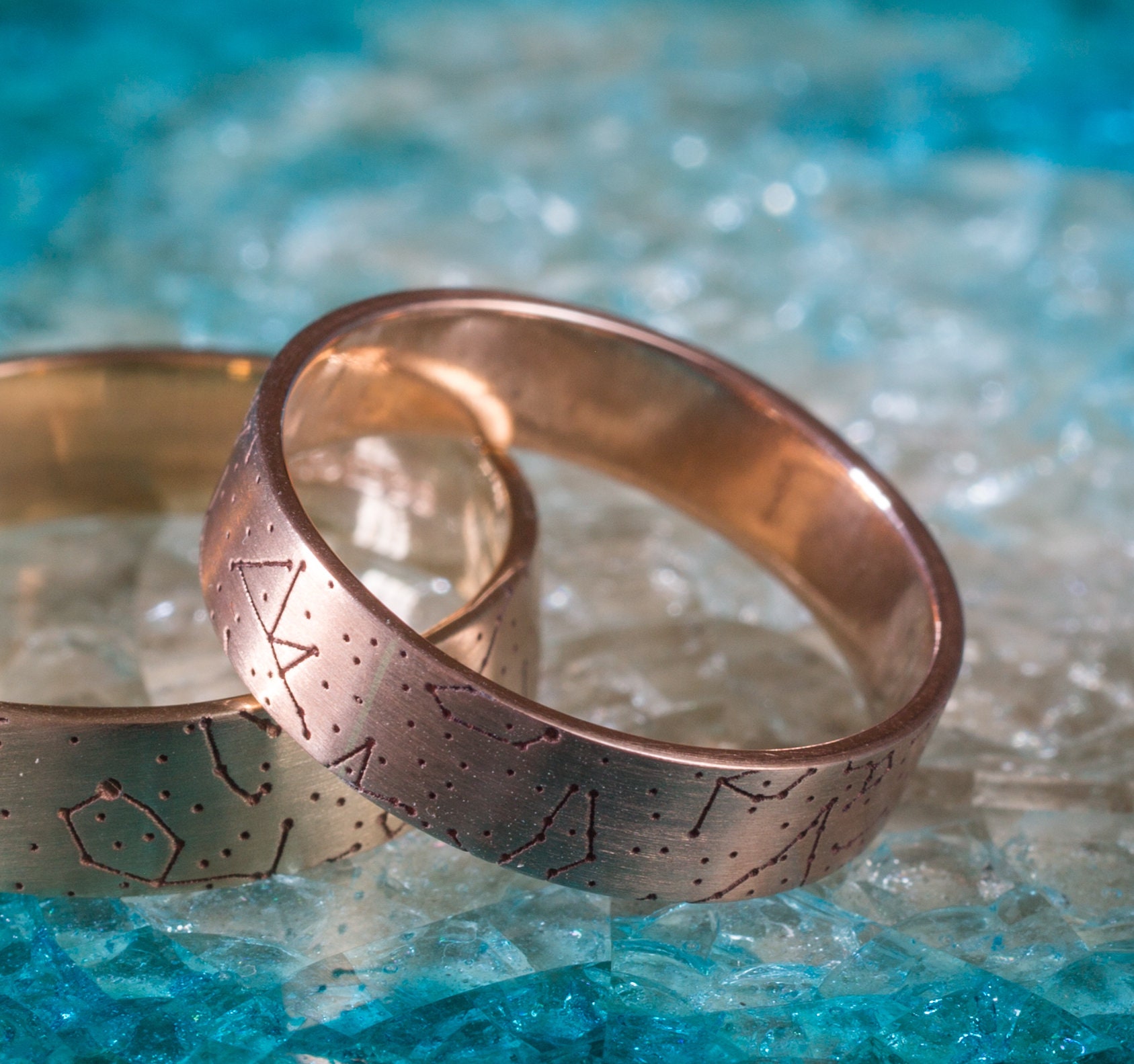 Solid Gold Celestial Rings Womens Wedding Band | Etsy