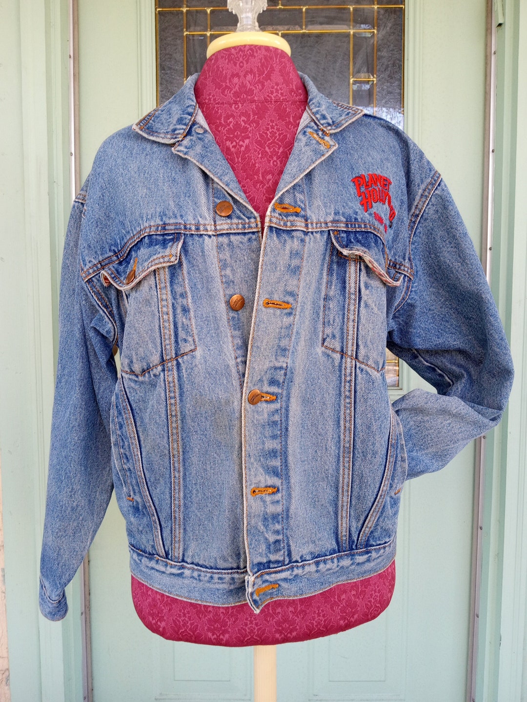 Vintage Jean Jacket Denim Jacket PLANET HOLLYWOOD New York Small Medium ...