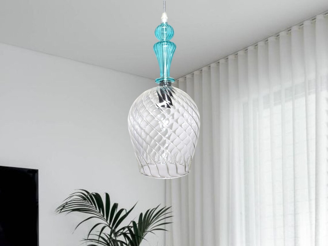 Blown Glass Pendant Light - Kitchen Island Ceiling Light- Pendant Light ...