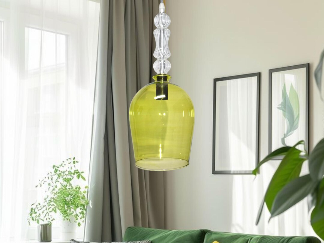 Glass Blown Pendant Light - Kitchen Island Ceiling Light - Pendant ...