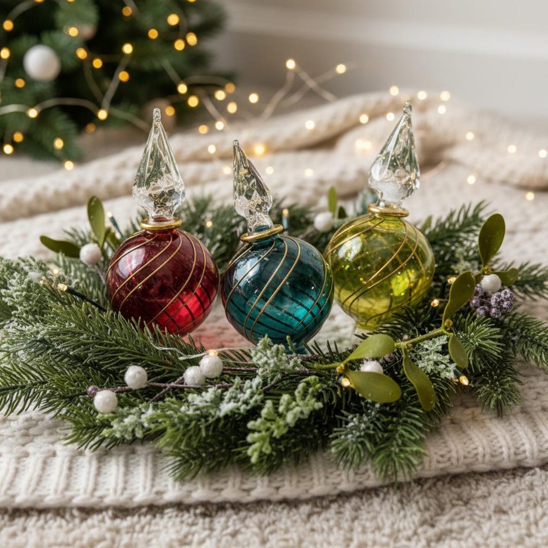 Handmade Glass Christmas Ornament Festive Glass Baubles Egyptian Blown ...